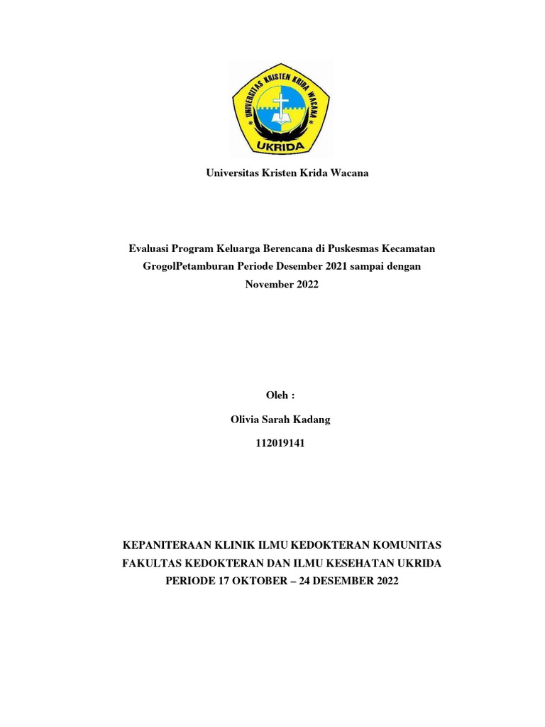 Evaluasi Program KB - Olivia Sarah Kadang - 112019141 | PDF