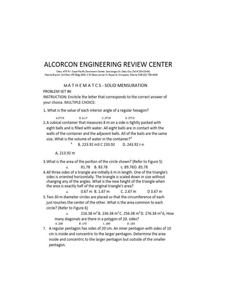 Math Geo and Solid | PDF | Area | Circle