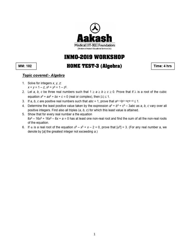 INMO Home Test 3 | PDF | Teaching Methods & Materials | Art