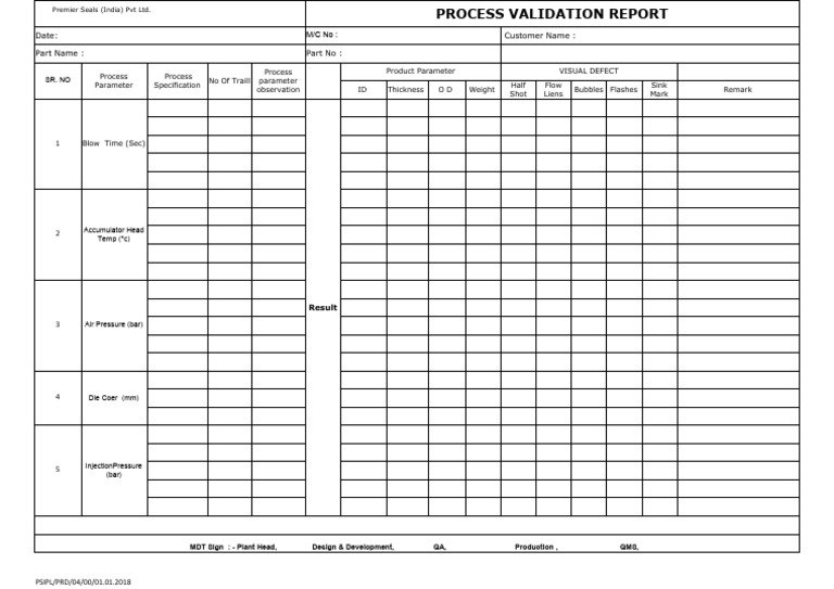 PSIPL-PRD-04 Process Validation Report (Blow) | PDF