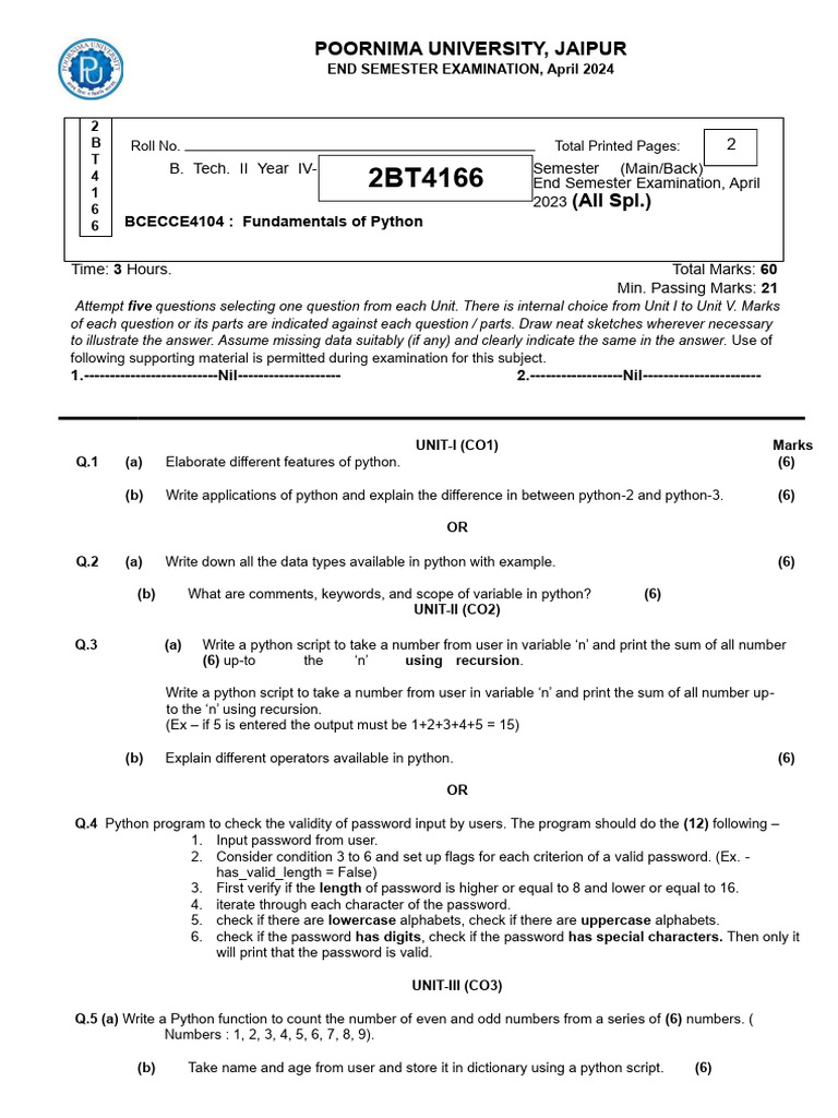BCECCE4104 - Fundamentals of Python | PDF | Computer Programming | Software Engineering