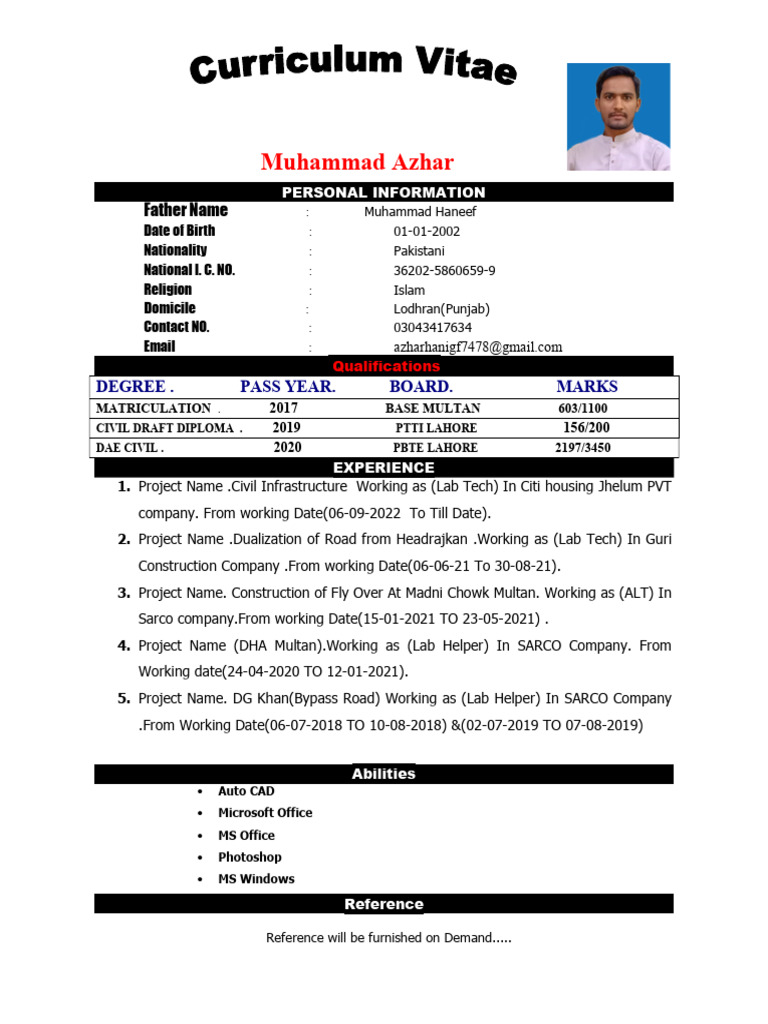 Azhar LT CV | PDF