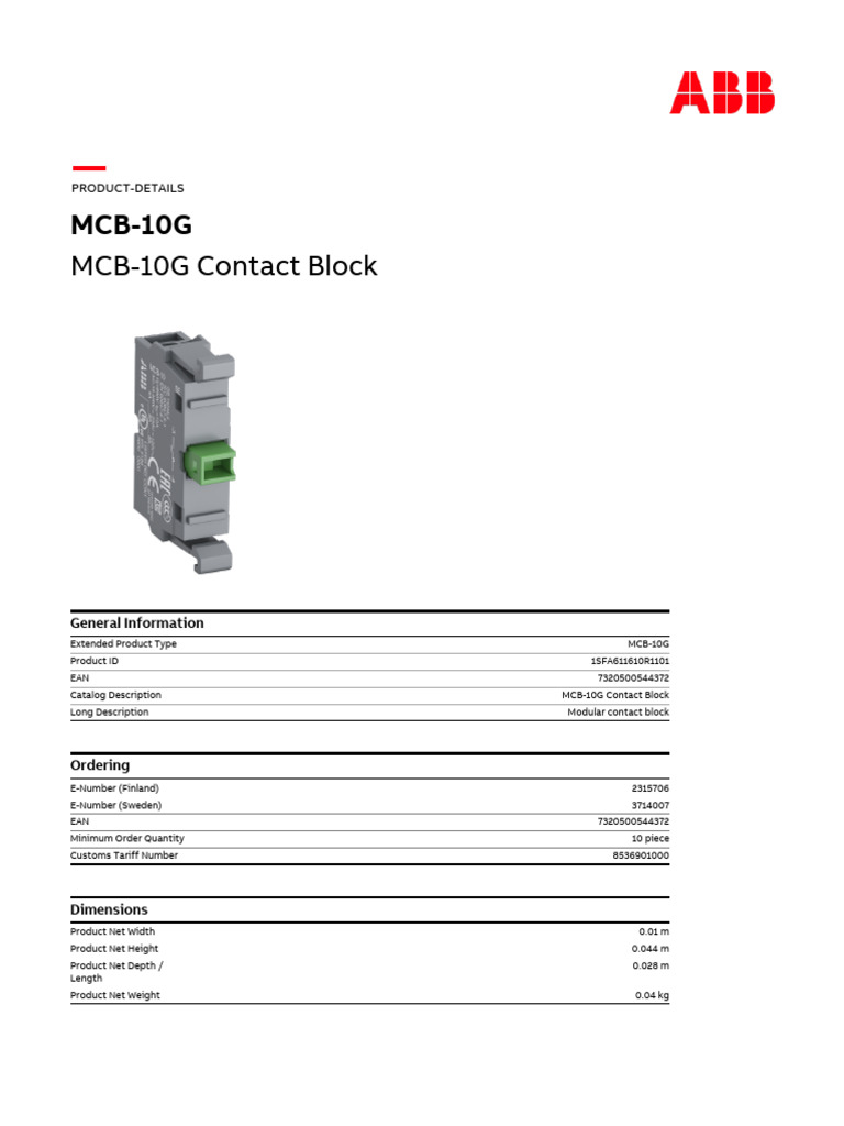 MCB 10G | PDF | Electrical Equipment | Electronics