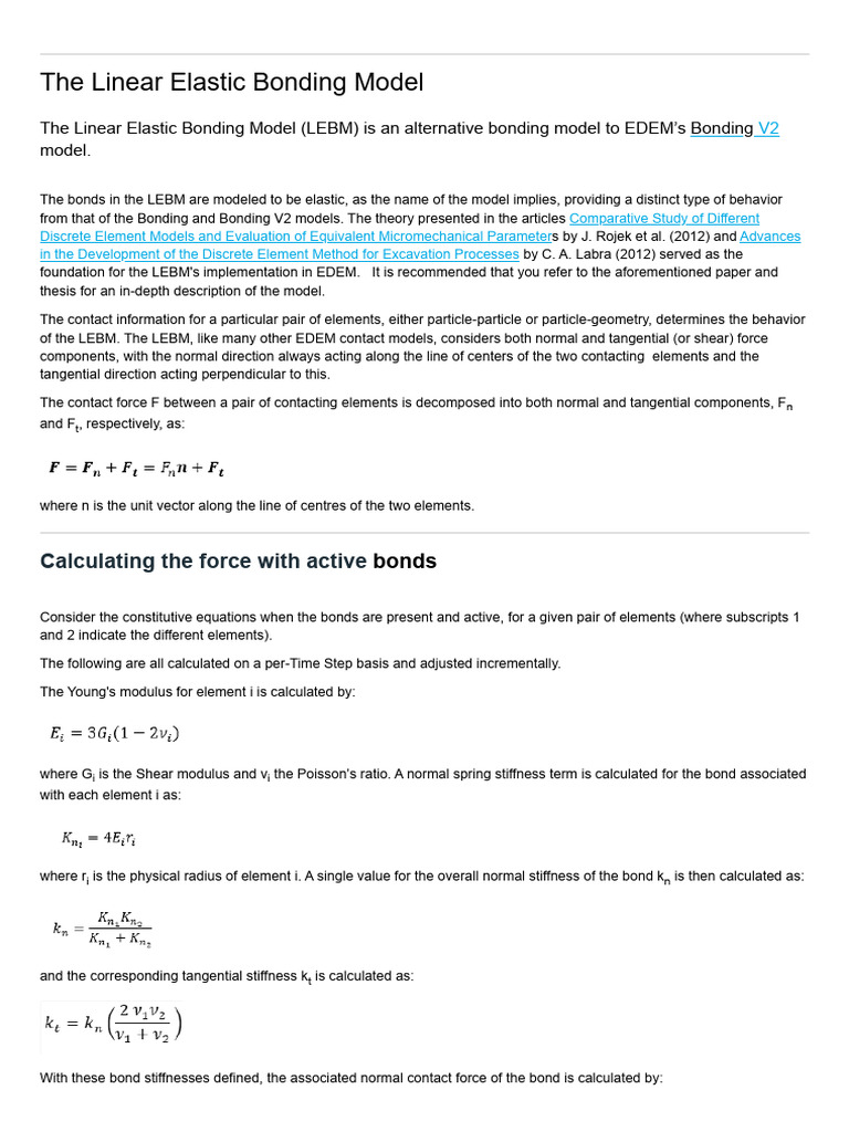 The Linear Elastic Bonding Model | PDF | Force | Friction