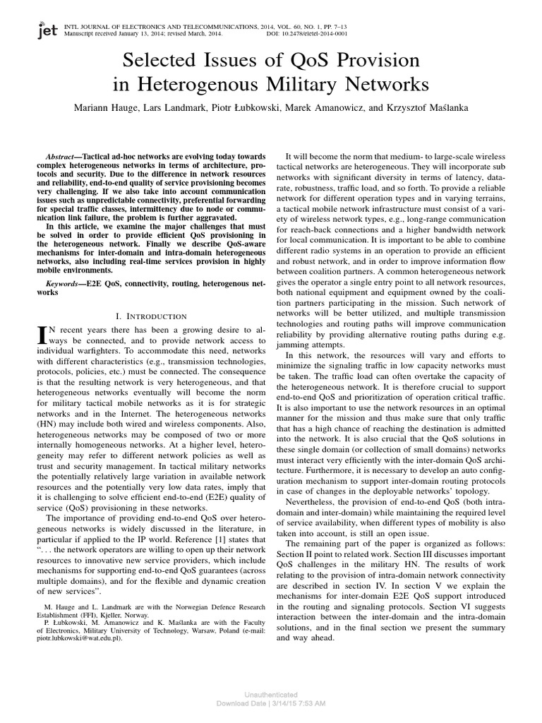 Issues QoS 2015 PDF | PDF | Computer Network | Quality Of Service