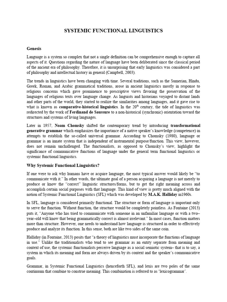 Systemic Functional Linguistics | PDF | Syntax | Liberal Arts Education