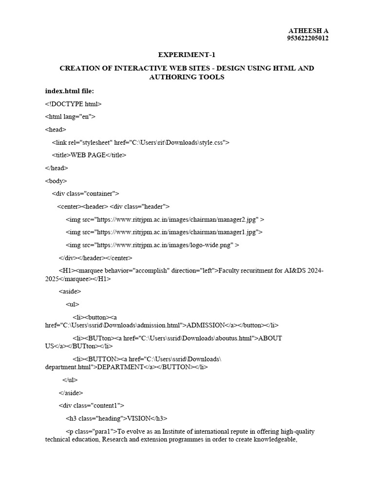Experiment-1 (Web Essentials) | PDF | World Wide Web | Internet & Web