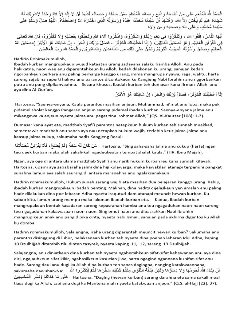 Khutbah Qurban | PDF