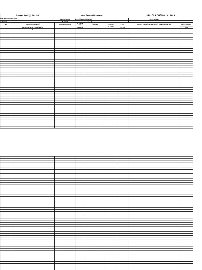 PSIPL-PUR-04 List of External Providers | PDF | Materials | Building ...