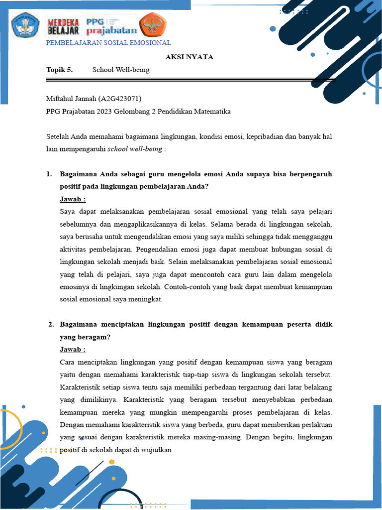 PSE - Topik 5 - Aksi Nyata | PDF