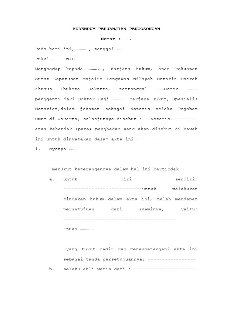 Addendum Perjanjian Pengosongan | PDF