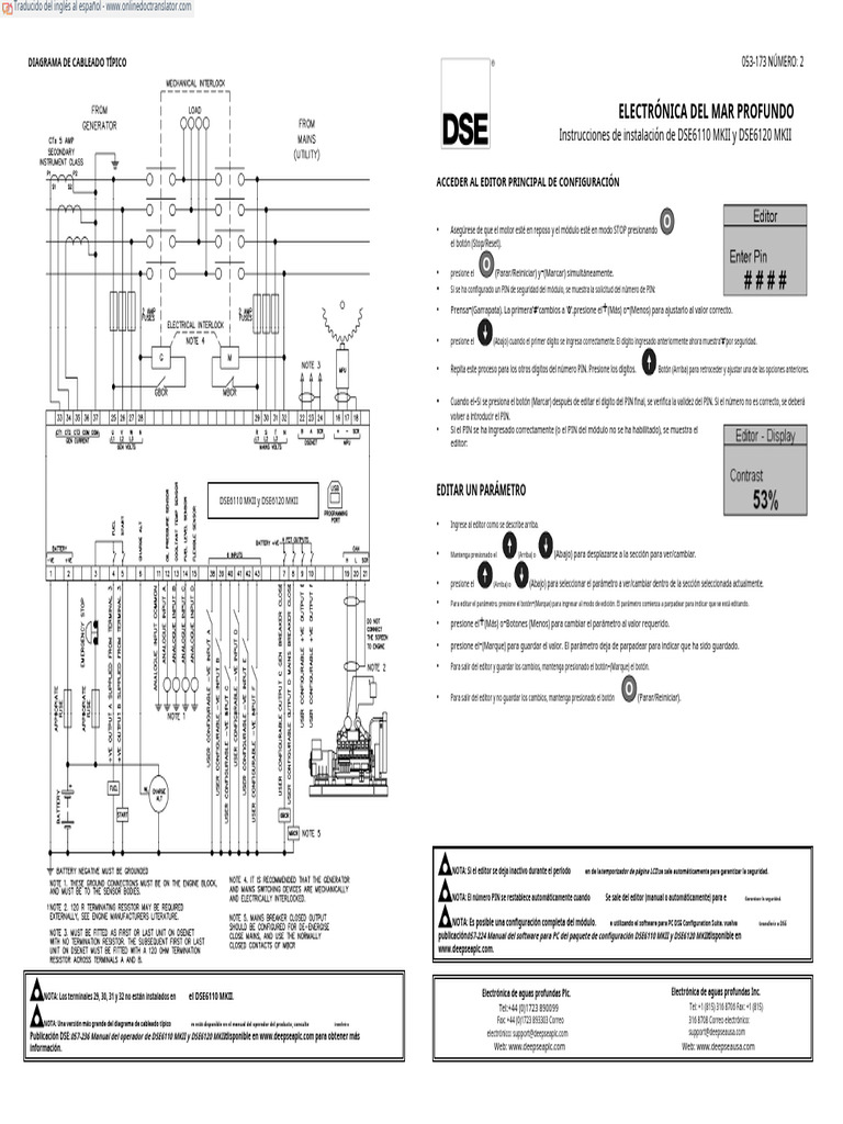 DSE6110 MKII DSE6120 MKII Installation Instructions - En.es | PDF | Red eléctrica | Electricidad