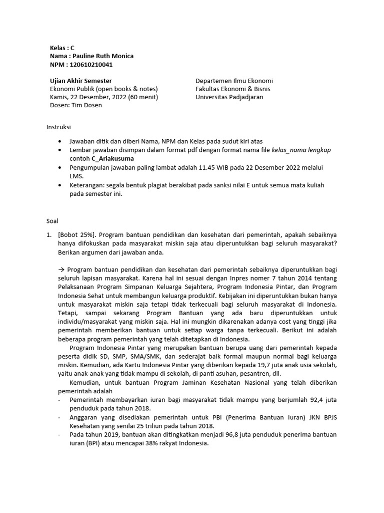 UAS Ek Publik 2022 | PDF