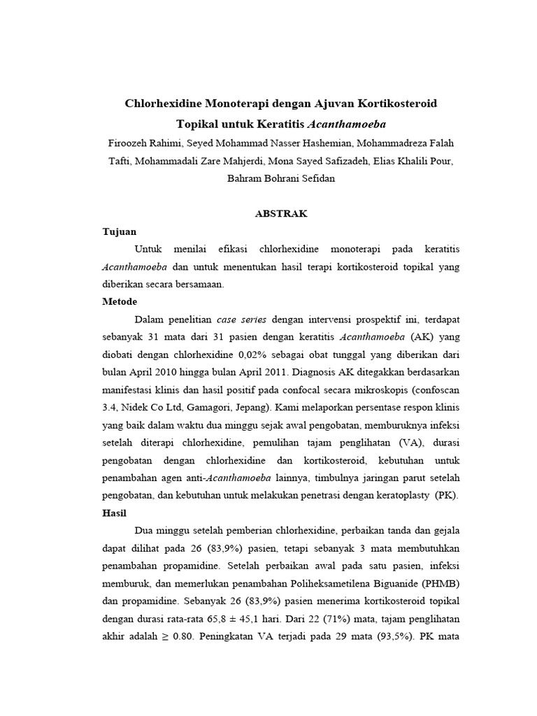 Chlorhexidine Monoterapi Dengan Ajuvan Kortikosteroid Topikal Untuk ...