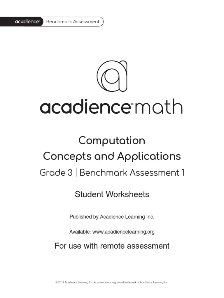 Acadience Math Grade 3 Benchmark 1 Remote Testing | PDF