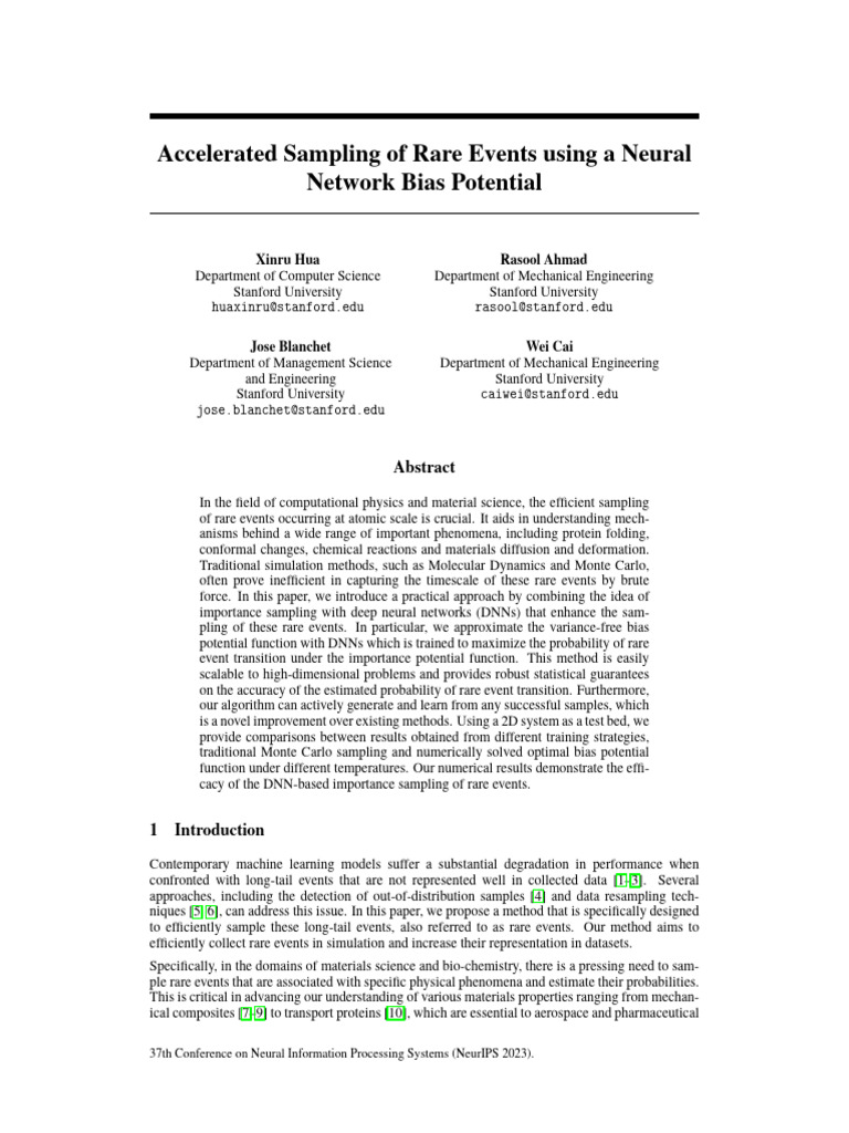 (W-6135) (2023) Accelerated Sampling of Rare Events Using A Neural ... (W-6135) (2023) Accelerated Sampling of Rare Events Using A Neural ...