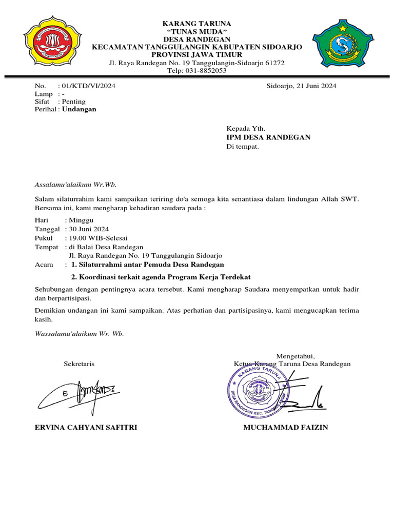 Undangan Ipm Desa Randegan | PDF