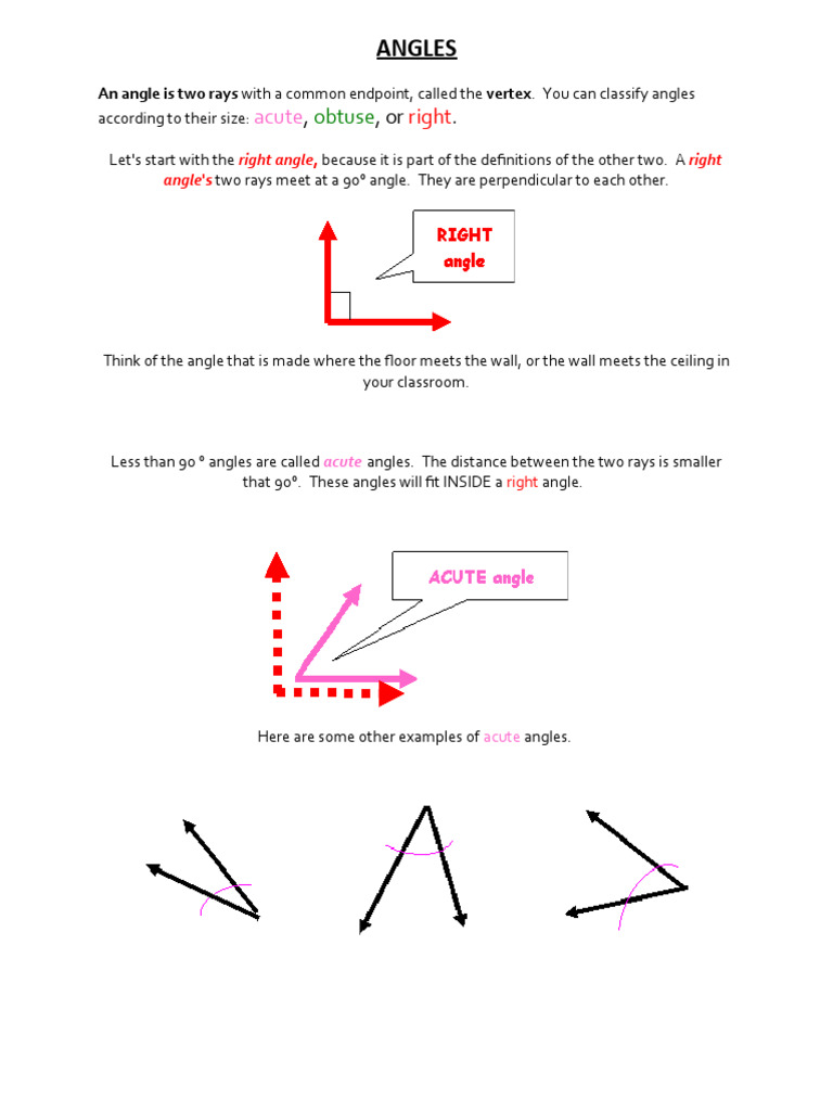 Angle Lesson | PDF