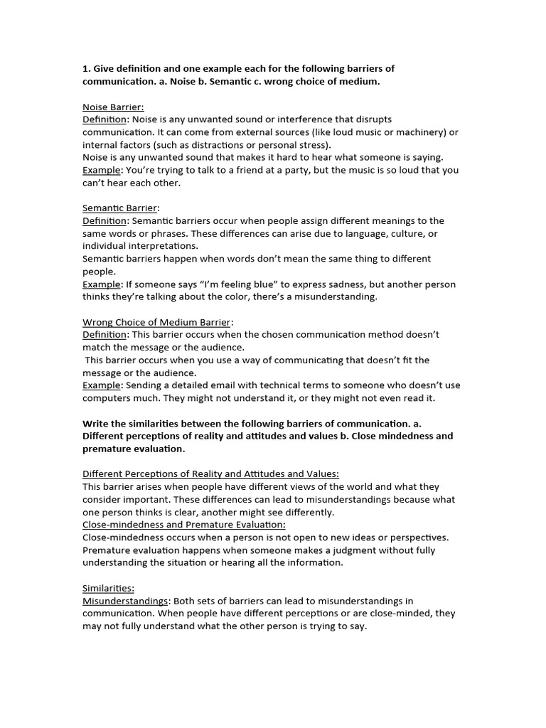 Give Definition and One Example Each For The Follo | PDF ...