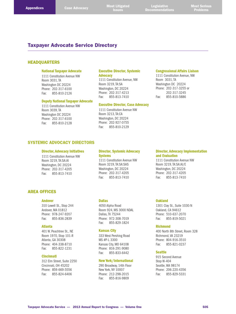 Taxpayer Advocate Report 2013 | PDF