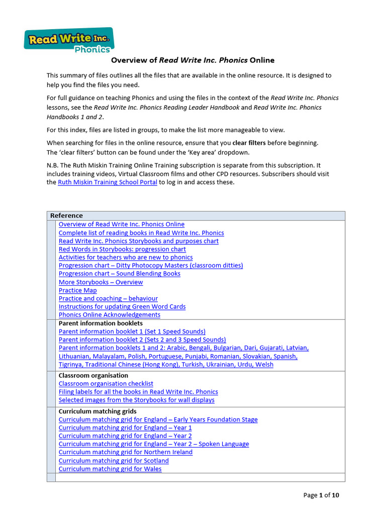 Rwi RPhO Overview | PDF | Phonics | Human Communication