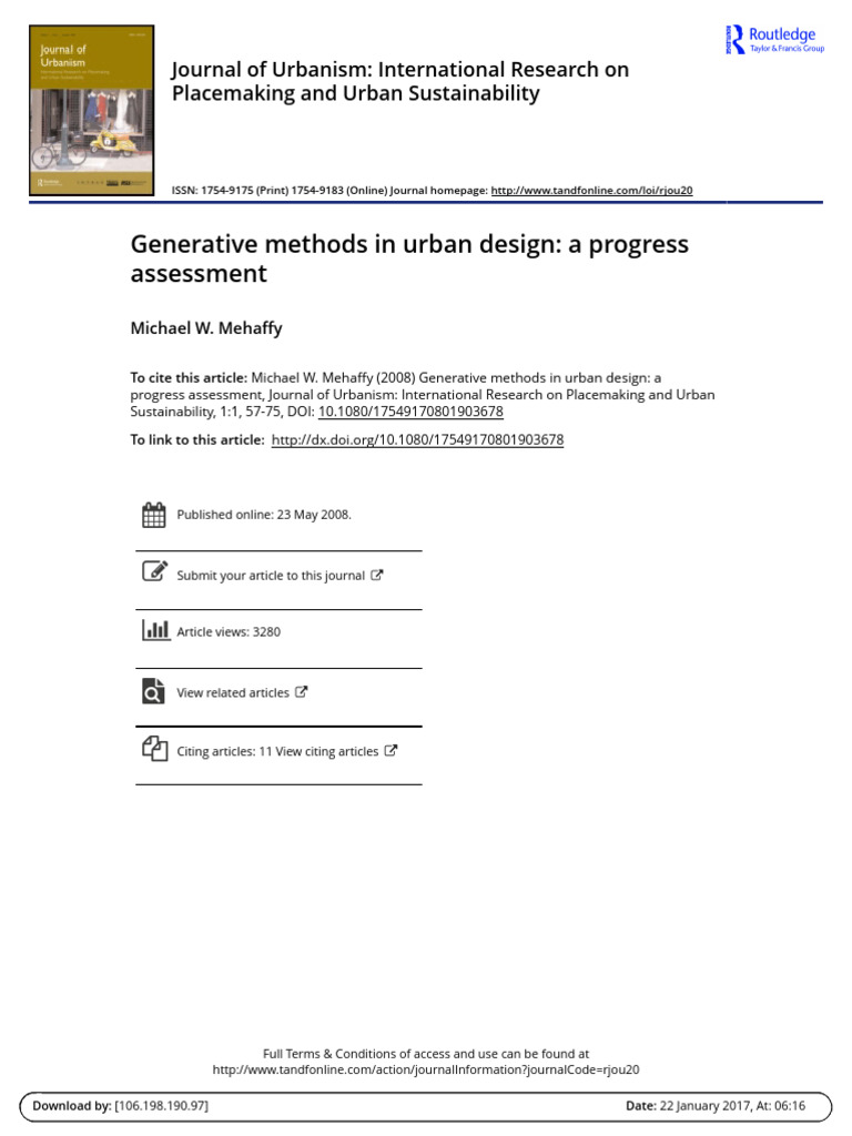 Generative Methods in Urban Design | PDF | Urban Design | Complexity