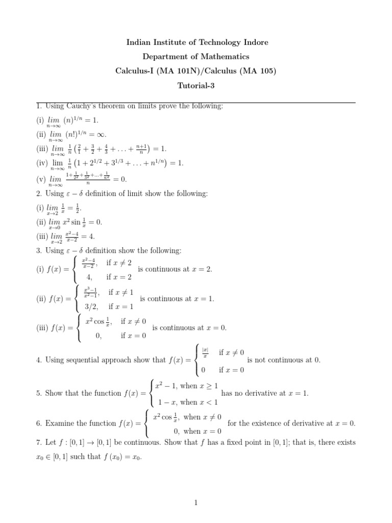 Tutorial 3 - Calculus | PDF | Calculus | Mathematical Concepts