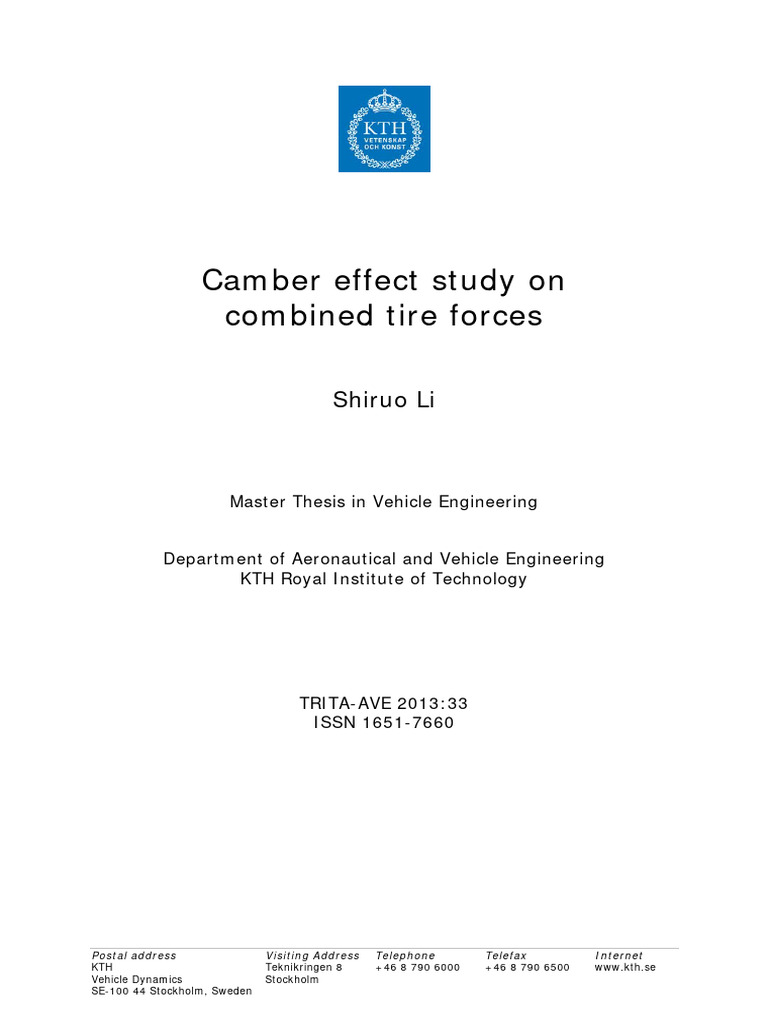 Lateral Force Camber - Lund-Chalmers | PDF | Engines | Force
