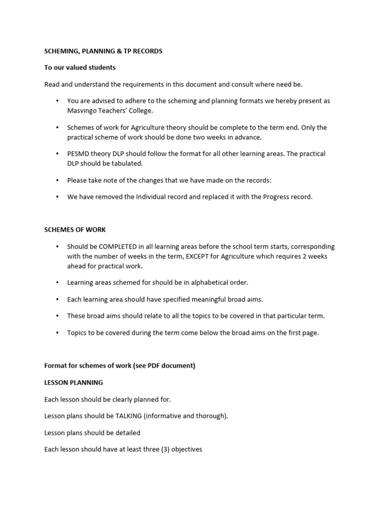 Teaching Practice Documents Comprehensive Ecd 16, Intake 18 & Step ...