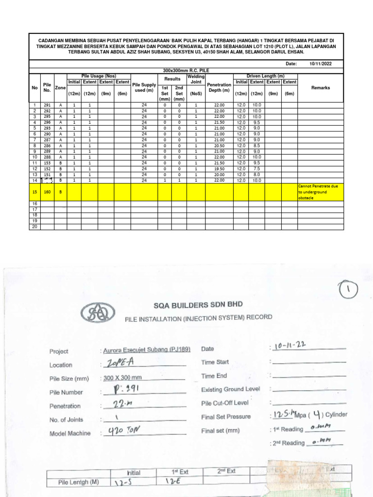 15 PJ189 - Piling Form - 101122 | PDF
