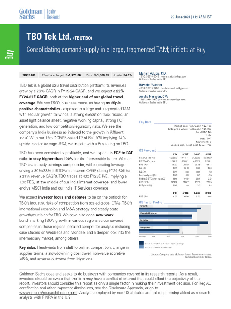 TBO Tek LTD | PDF | Mergers And Acquisitions | Price–Earnings Ratio