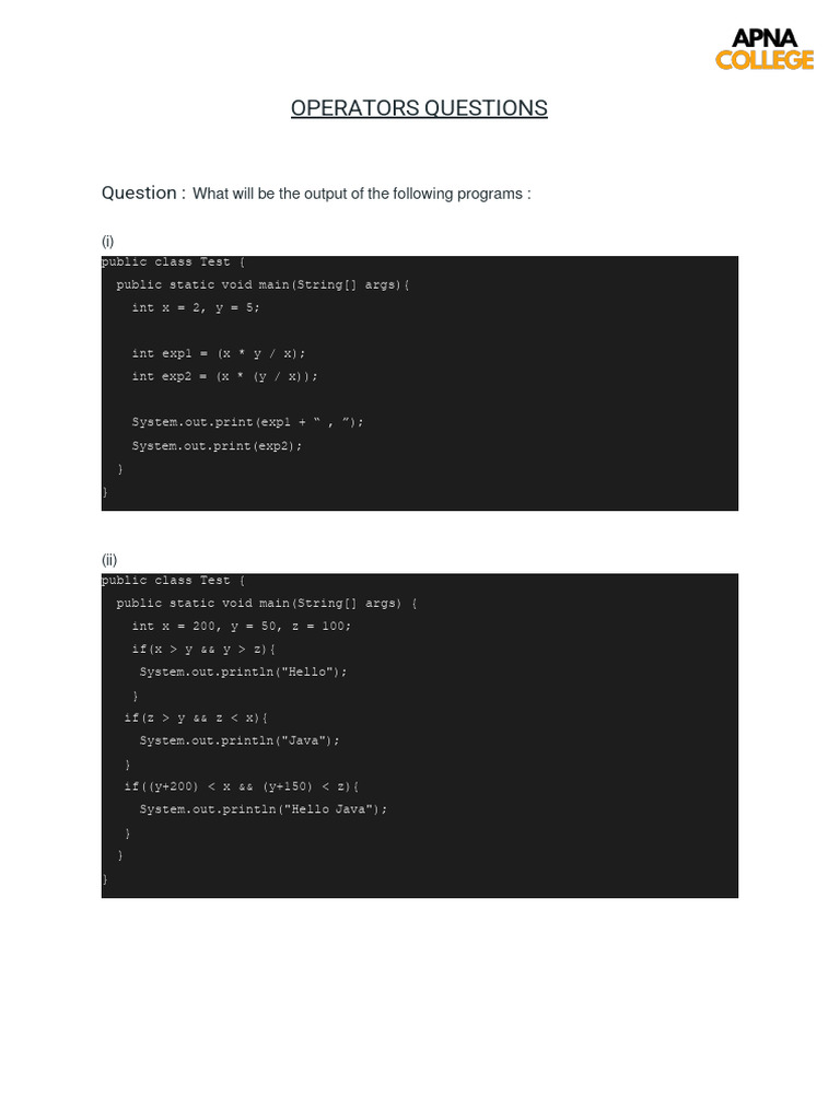 Operators Questions | PDF