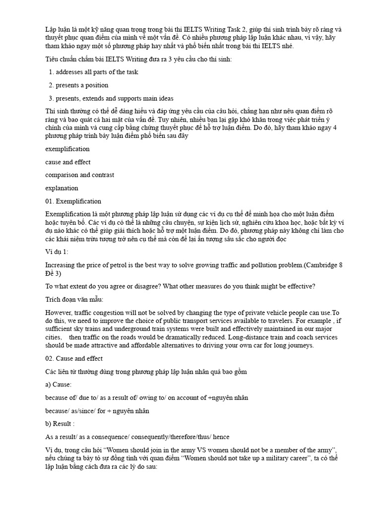 Lập Luận Là Một Kỹ Năng Quan Trọng Trong Bài Thi IELTS Writing Task 2 | PDF