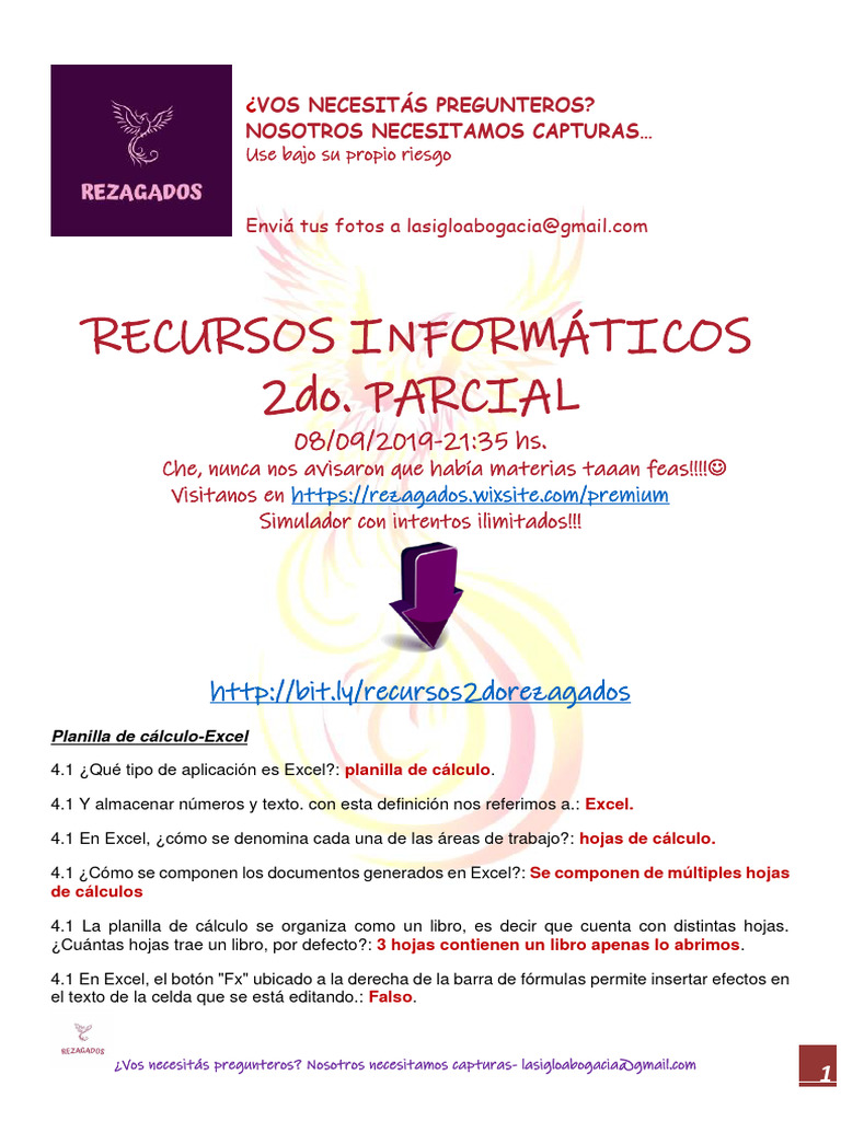 08-09 Recursos Informáticos 2do Parcial Rezagados-1 | PDF | Microsoft Excel | Microsoft PowerPoint