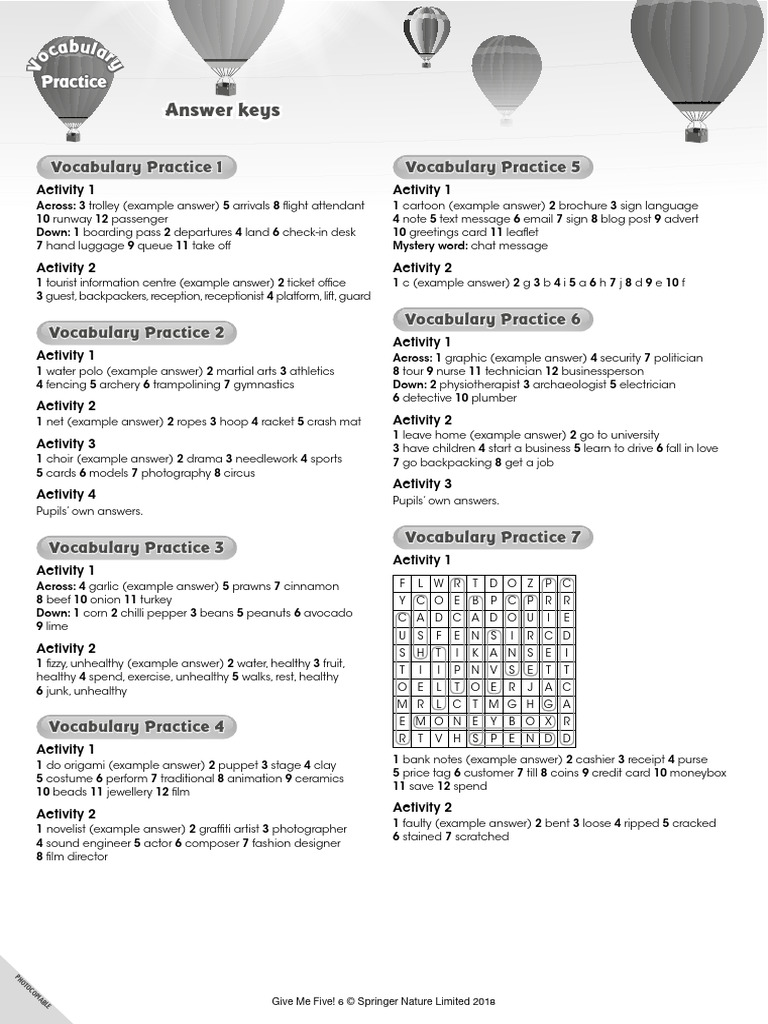 GMF L6 Vocabulary Practice Answer Key | PDF | Language Arts & Discipline