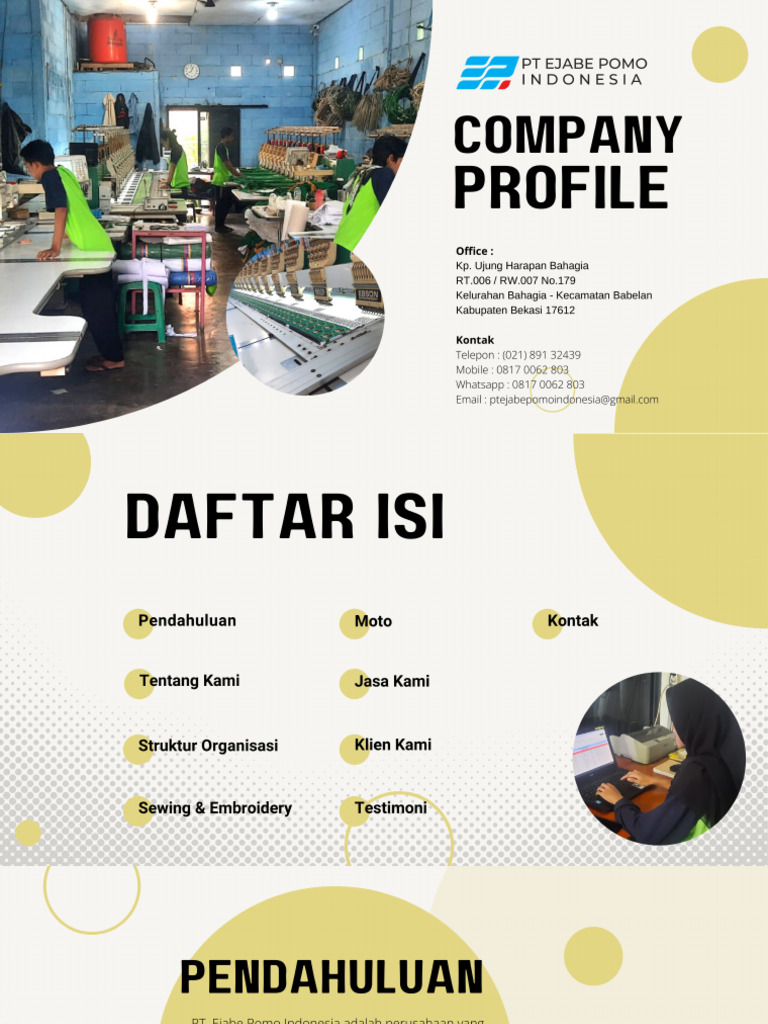 Company Profile PT. Ejabe Pomo Indonesia | PDF Company Profile PT. Ejabe Pomo Indonesia | PDF