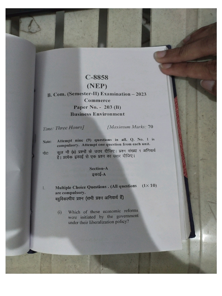 Business Environment Question Paper 2023 | PDF