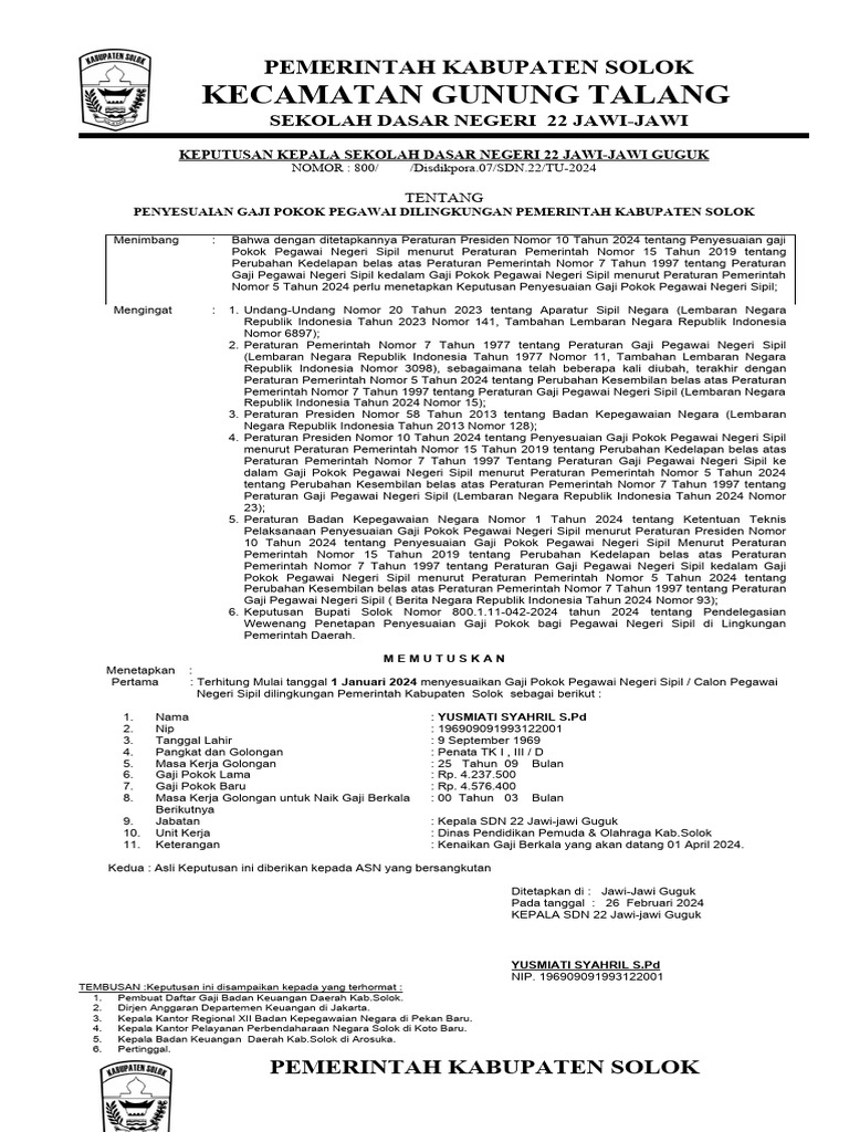 Contoh SK Impassing Terbaru 2024 | PDF