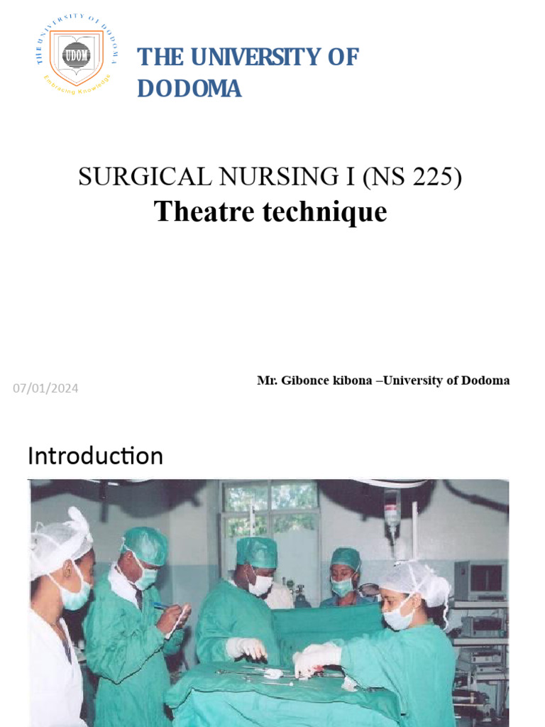 Theatre Technique | PDF | Operating Theater | Surgery