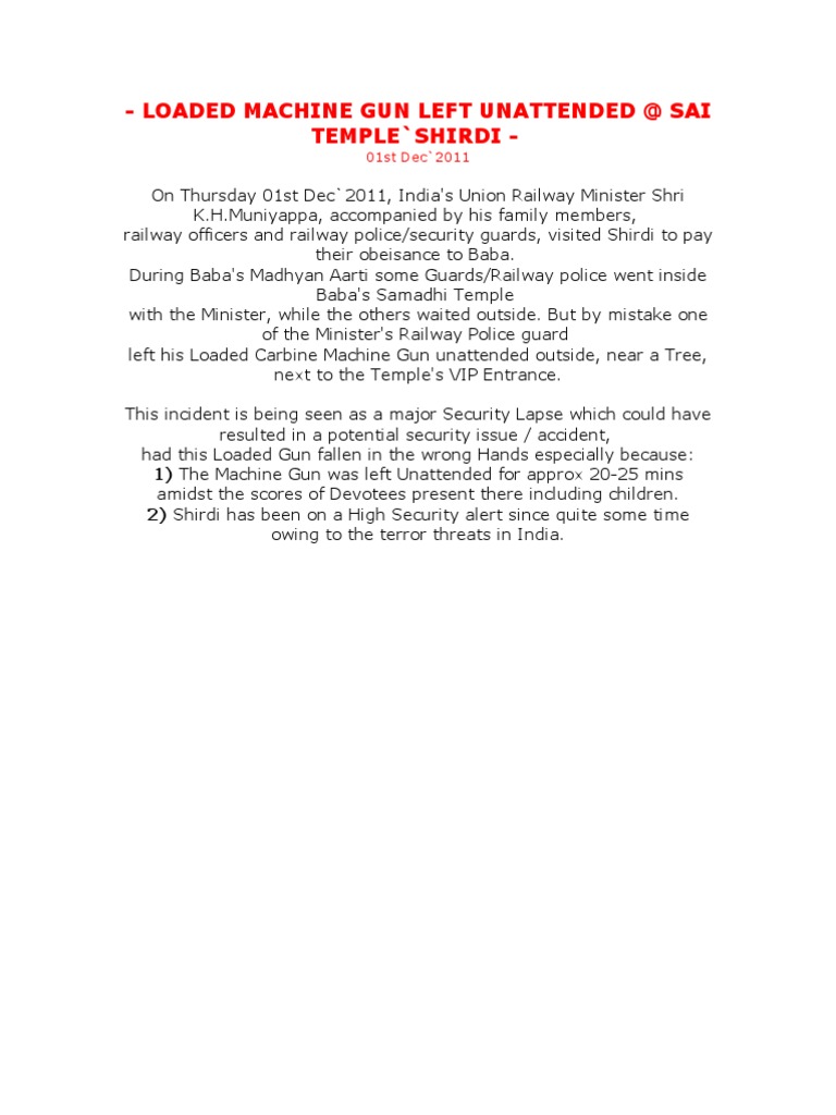 Loaded Machine Gun Left Unattended | PDF