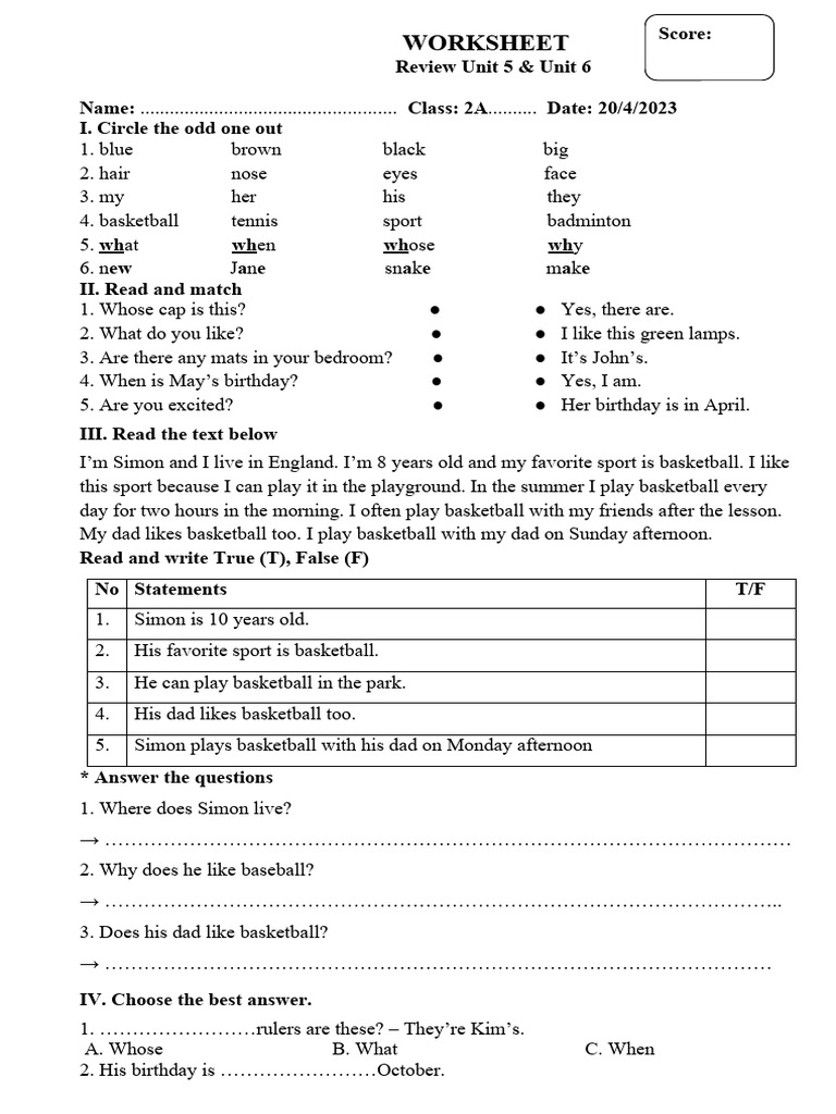 SM2. Extra Worksheet 1 | PDF