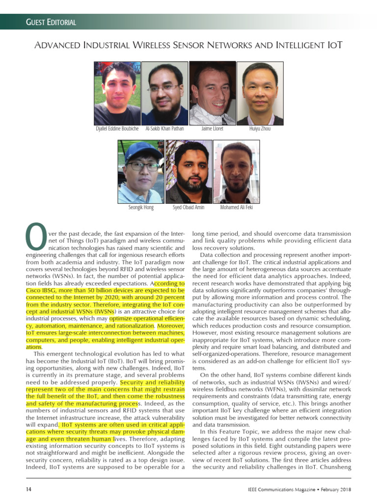 Advanced Industrial Wireless Sensor Networks and Intelligent IoT | PDF | Internet Of Things ...