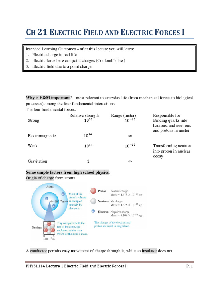 Lecture01 ch21 1 | PDF | Electric Charge | Force