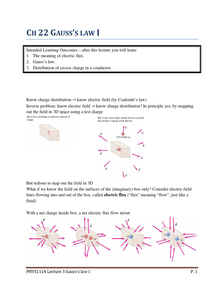 Lecture03 ch22 1 | PDF | Flux | Electric Field