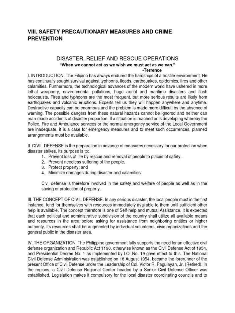 Safety Precautionary Measures and Crime Prevention | PDF | Earthquakes