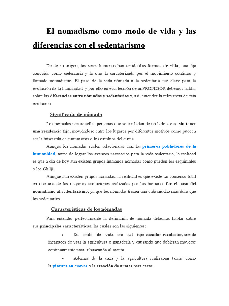 El Nomadismo Como Modo de Vida y Las Diferencias Con El Sedentarismo ...