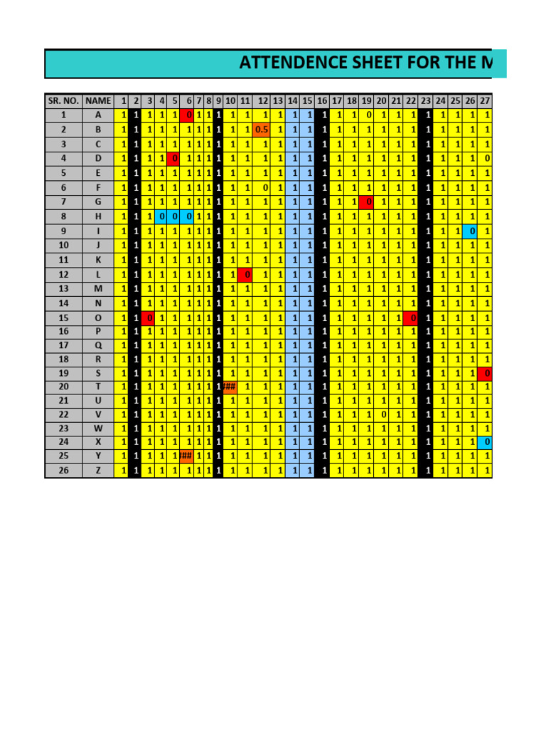 Daily Attendence Sheet | PDF | Science & Mathematics