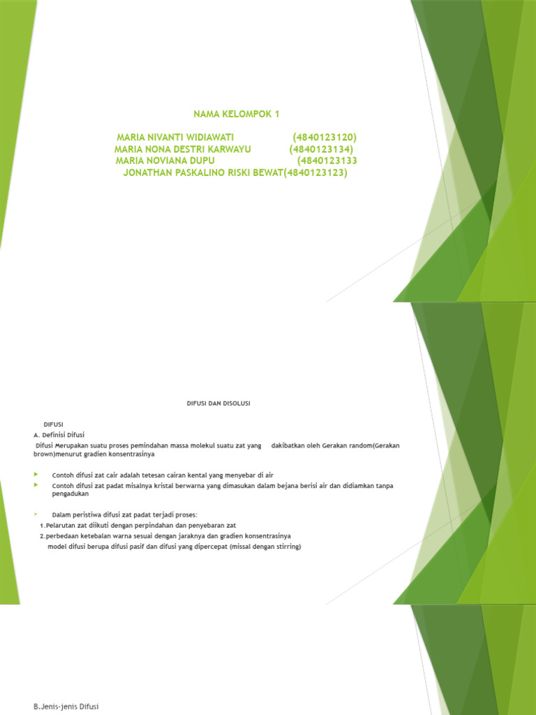 Proses Difusi dan Disolusi Zat Kimia | PDF