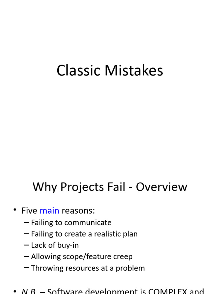 Classic Mistakes | PDF