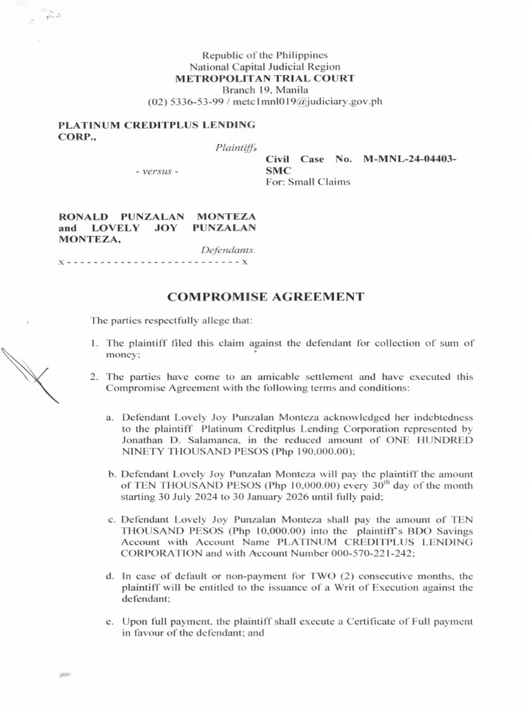 Compromise Agreement | PDF | Lawsuit | Public Law